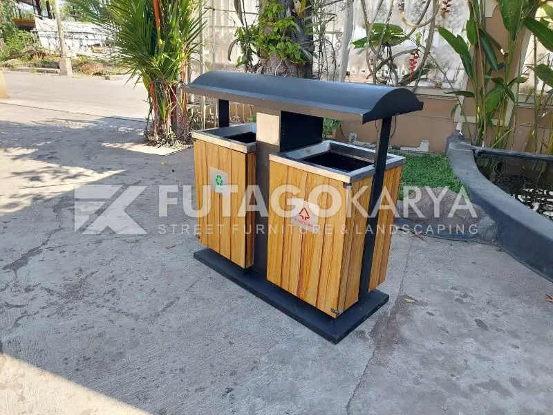 Tempat Sampah Besi Kotak Tahan Lama Area Publik & Kantor - Futago Karya